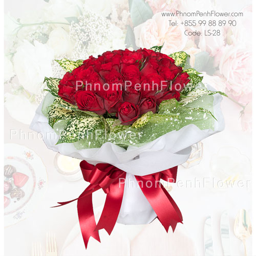 Loving 36 Red Roses Bouquet - +855 99 888 990